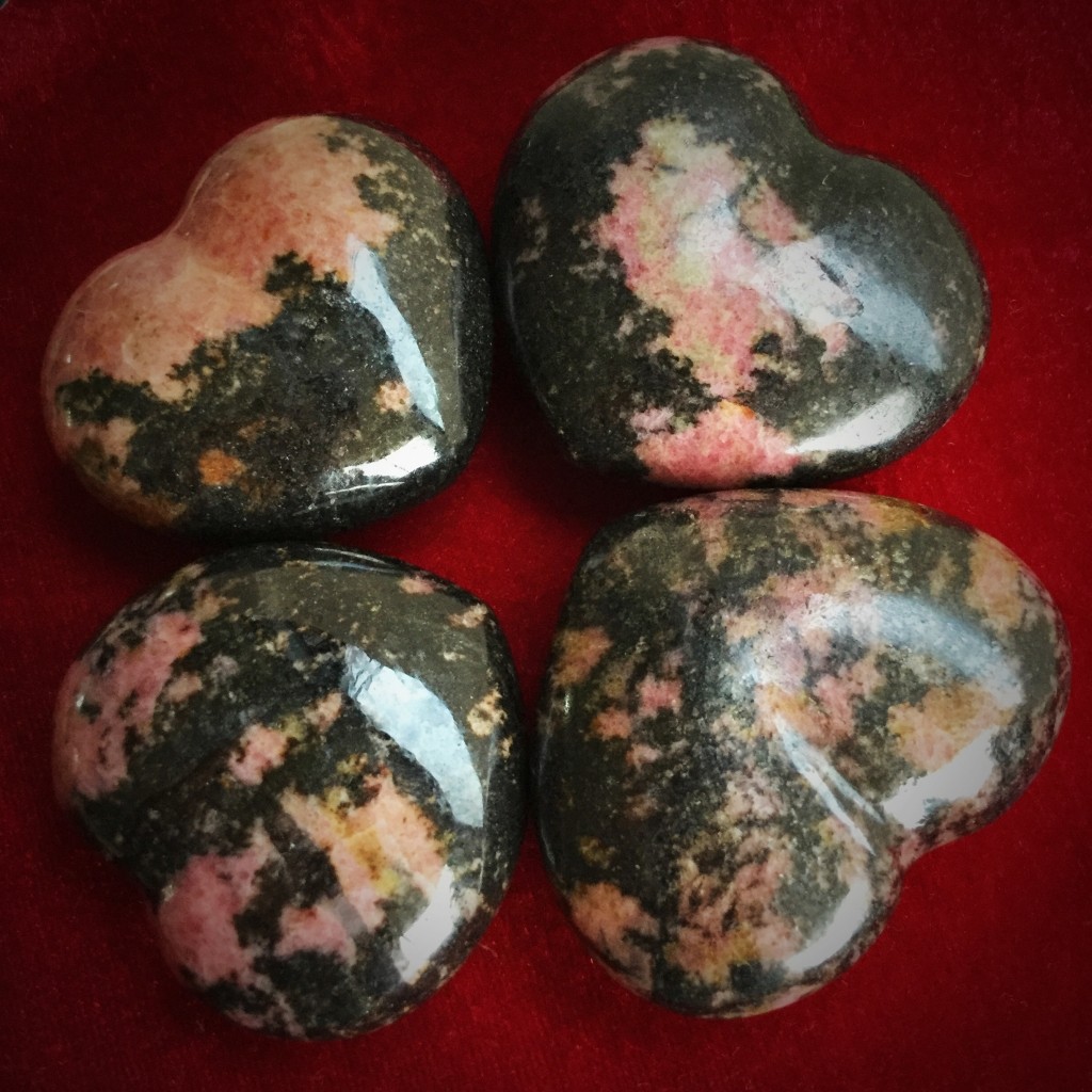 Rhodonite Hearts for heart healing and forgiveness
