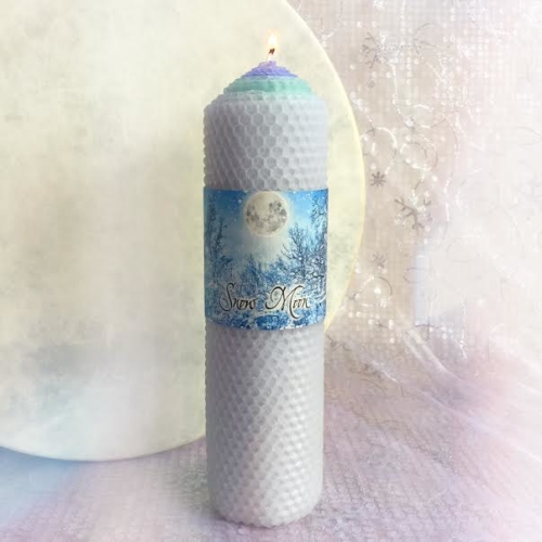 Snow Moon Candle for honoring February’s full moon