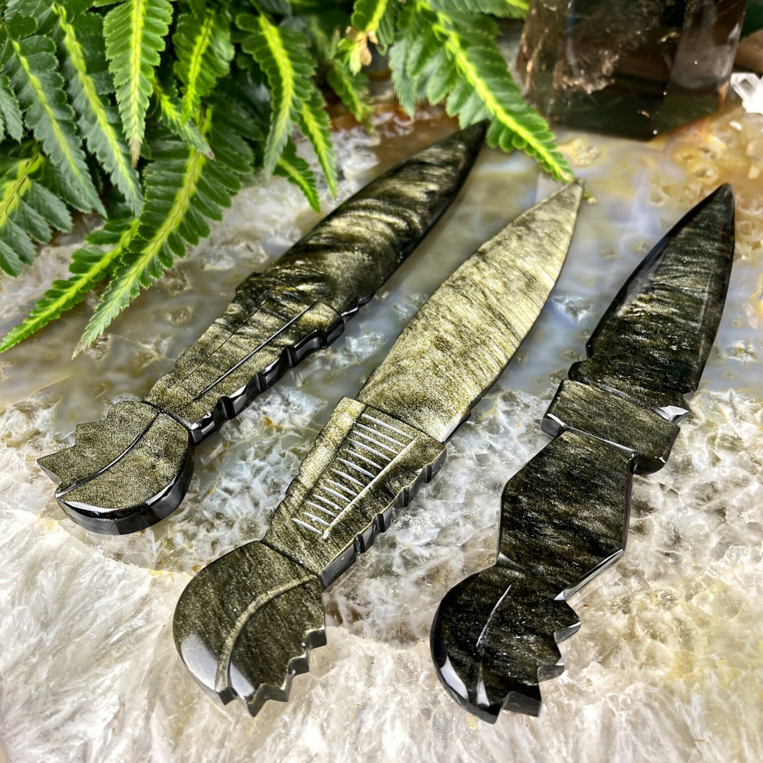 Sage Goddess Golden Sheen Obsidian Athame for shadow integration