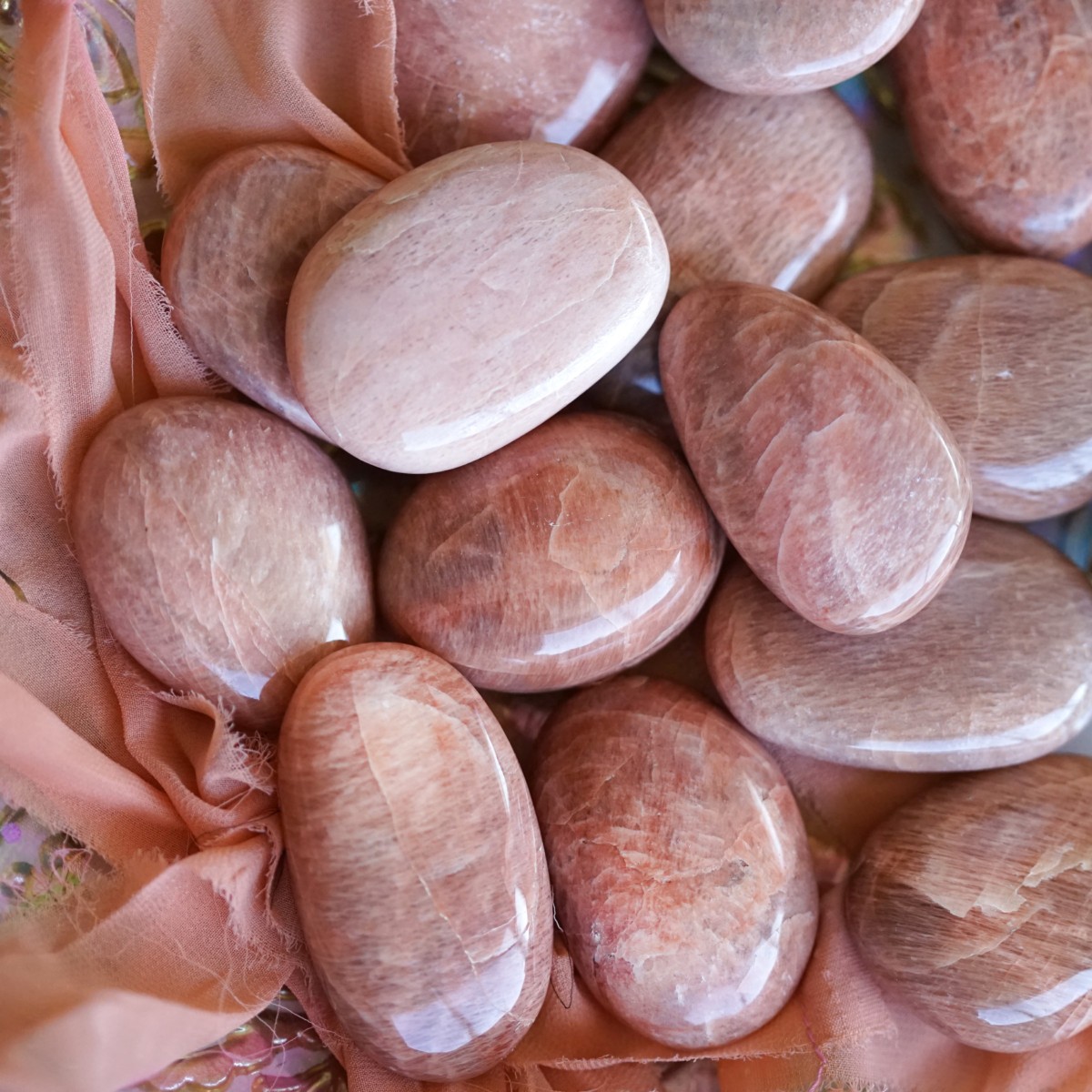 Peach Moonstone Meditation Stone for emotional healing and understanding