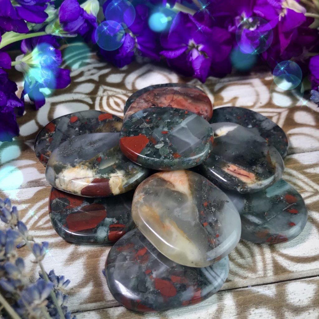 Healing and Pain Relief Bloodstone Palm Stones for tenacity and wellness