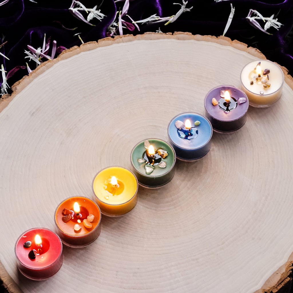 Chakra Tea Light Set to align all seven chakra centers