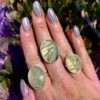 Heal the Healer Sterling Faceted Prehnite with Epidote Rings