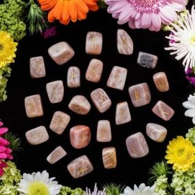 Peach Moonstone Runes for divination into the emotional depths