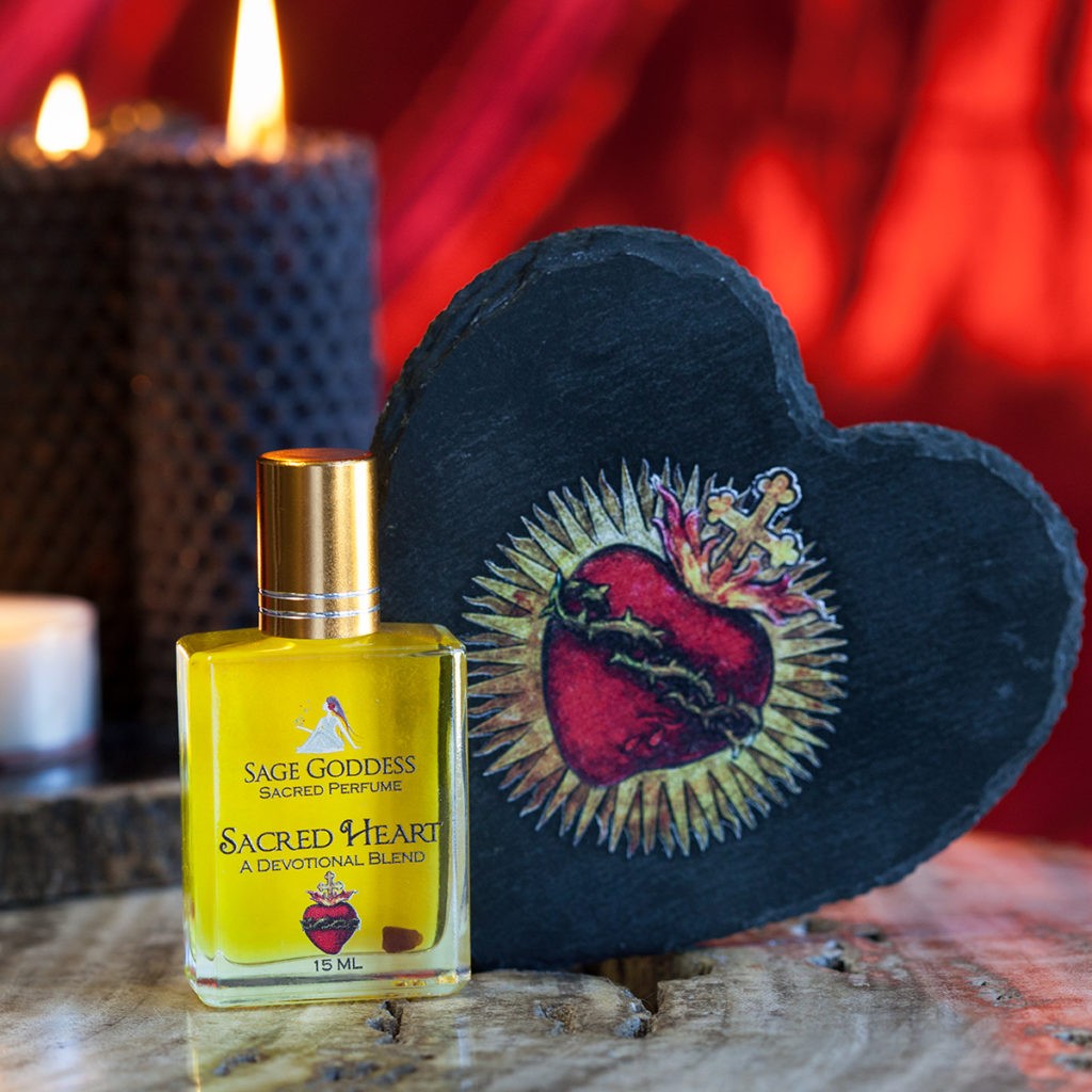 Sacred Heart Slate Plate with Sacred Heart Perfume for eternal compassion