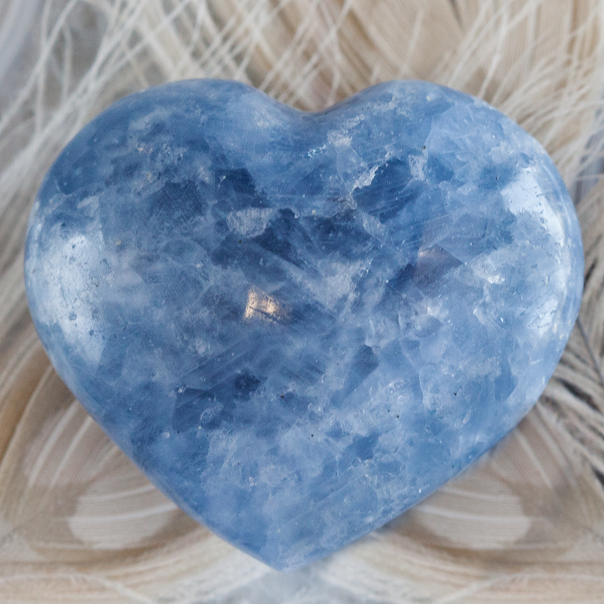 Home & Living Home Décor Large Blue Calcite Crystal Heart Rocks ...