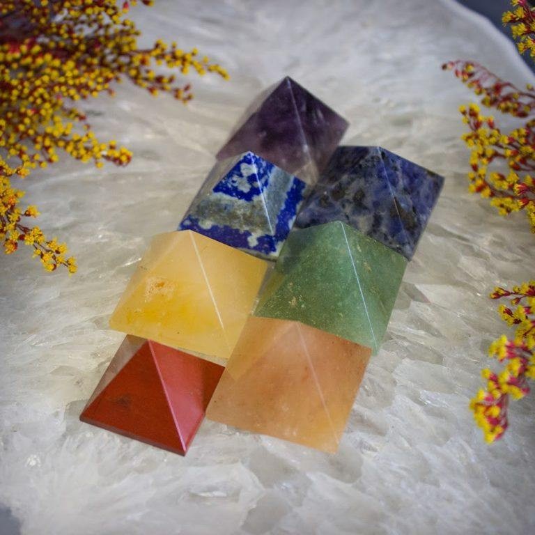 7 Chakra Pyramid Set for Energetic Alignment and Spiritual Cleansing