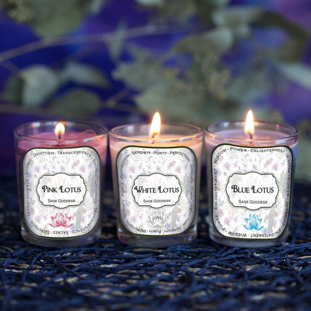 Lotus Votive Candle Trio for Wisdom, Purity, and Ancient Understanding