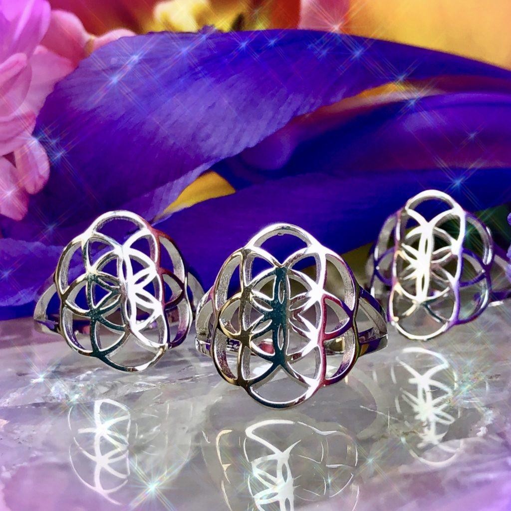 Sterling Silver Seed of Life Rings for embodying the oneness of creation