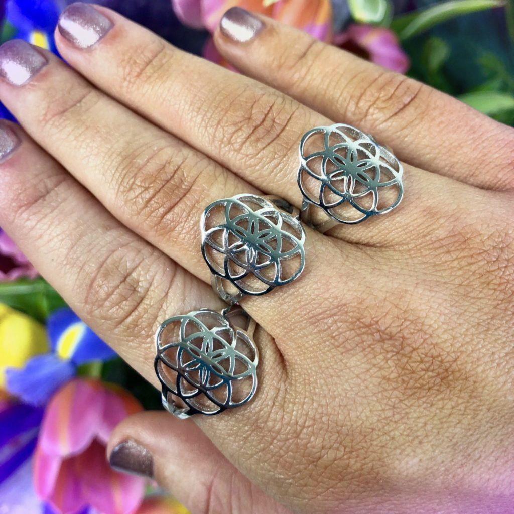 Sterling Silver Seed of Life Rings for embodying the oneness of creation