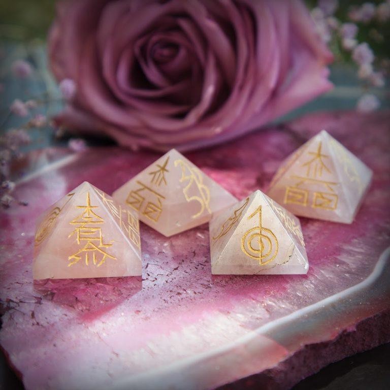 Rose Quartz Reiki Pyramids for Higher realm transcendence