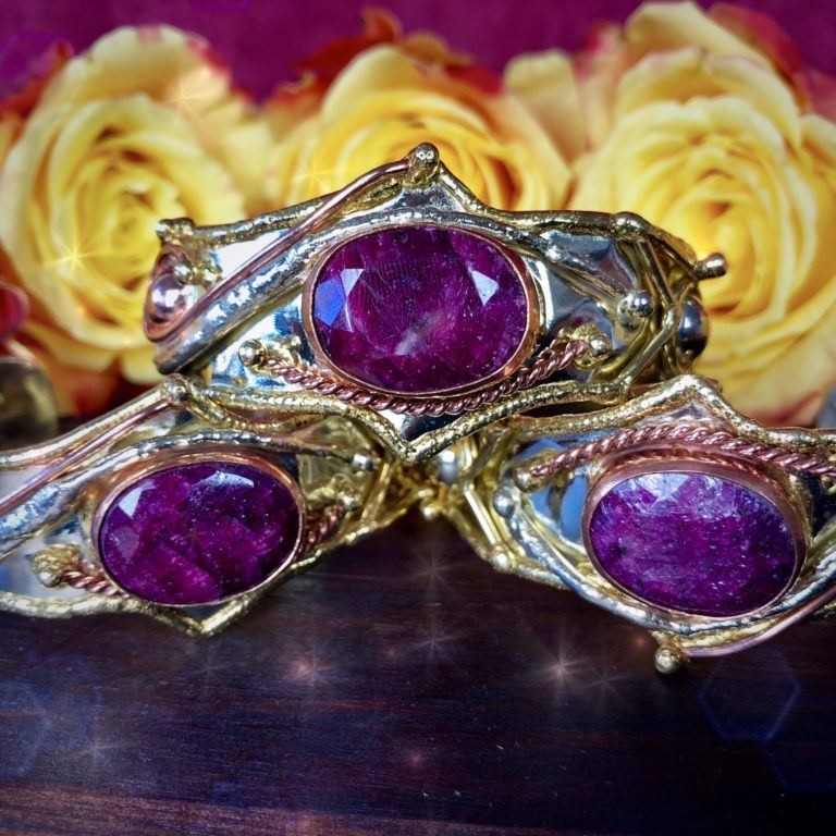 Ruby Cuff Bracelets for heart-healing and soulmate attraction
