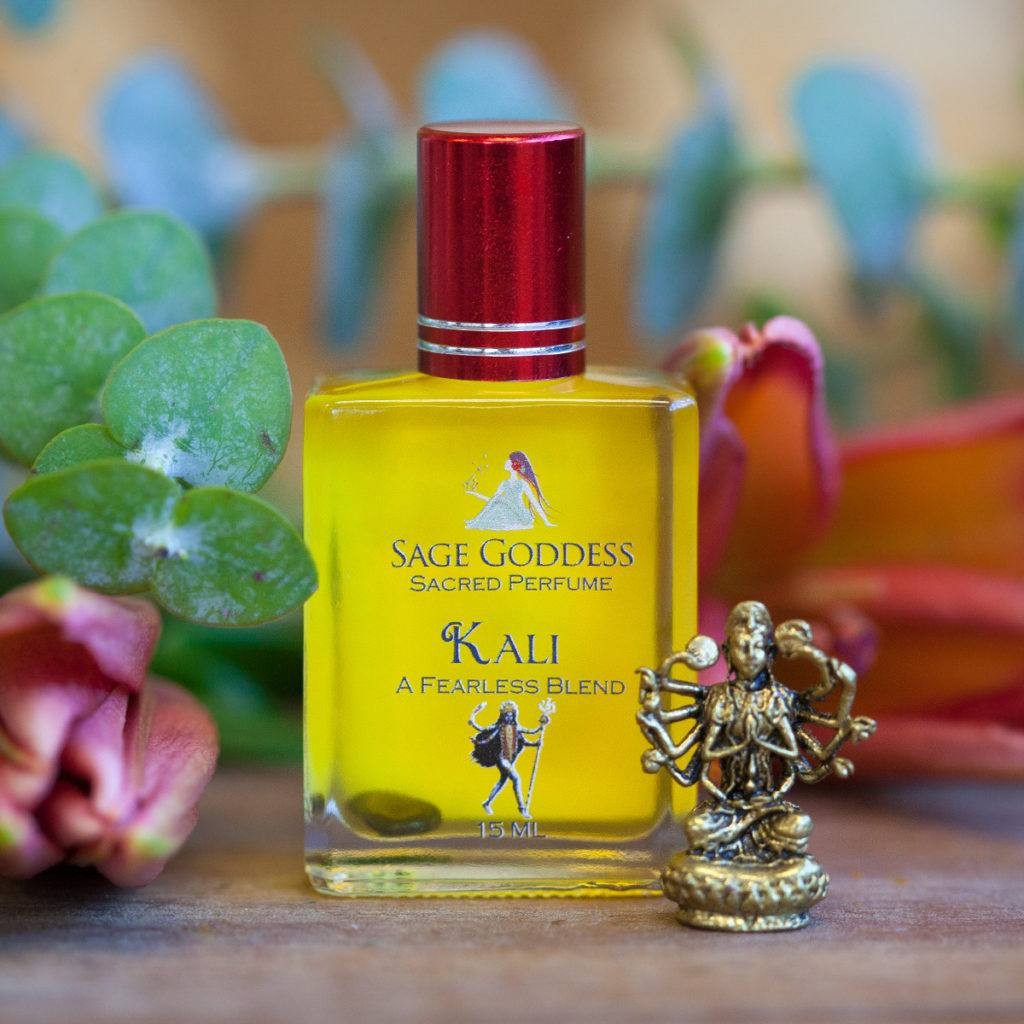 Kali Perfume with Mini Brass Kali Statue for powerful spiritual growth