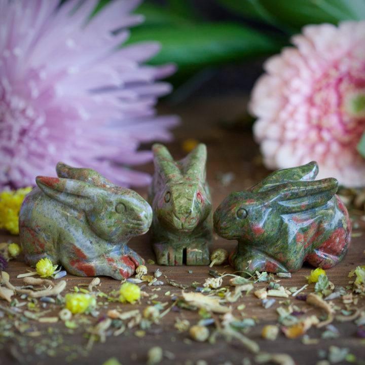 Unakite Jasper Rabbits for renewal, rebirth, and a harmonious ...