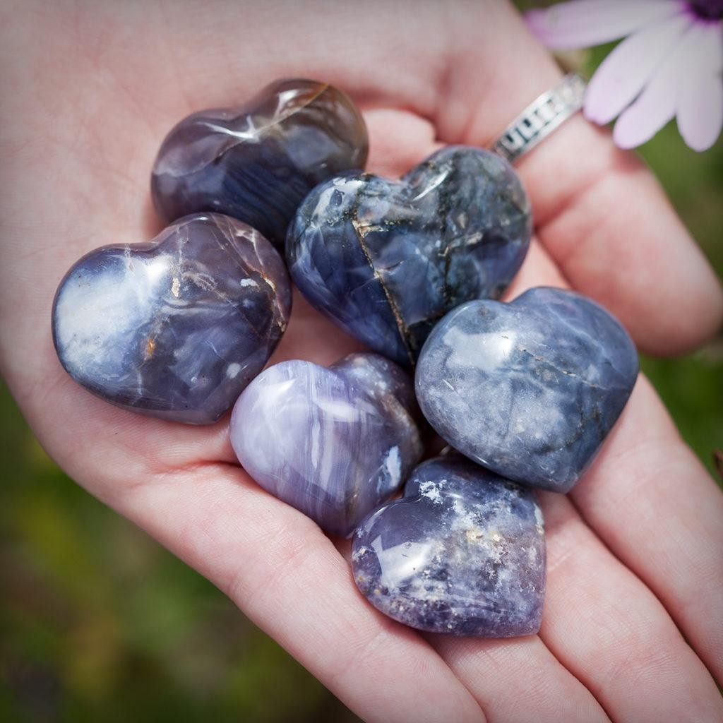 Violet Flame Agate Hearts for Divine expression and connection