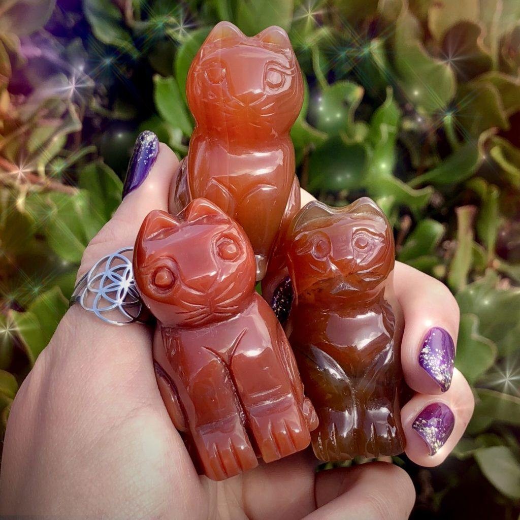 Carnelian Cats for creativity, manifestation, and adventure