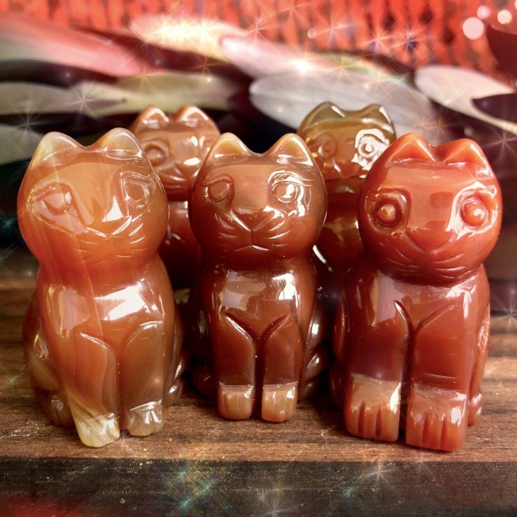 Carnelian Cats for creativity, manifestation, and adventure