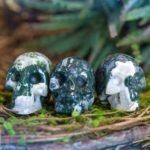 Moss Agate Skulls for protection and unraveling ancient mysteries