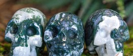 Moss Agate Skulls for protection and unraveling ancient mysteries