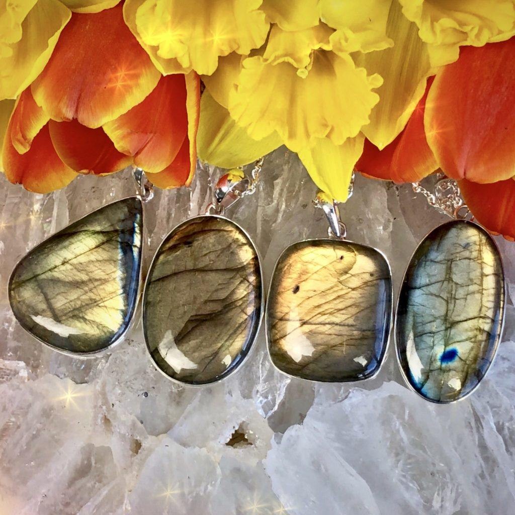 Golden labradorite pendants for courage and trusting you’re enough