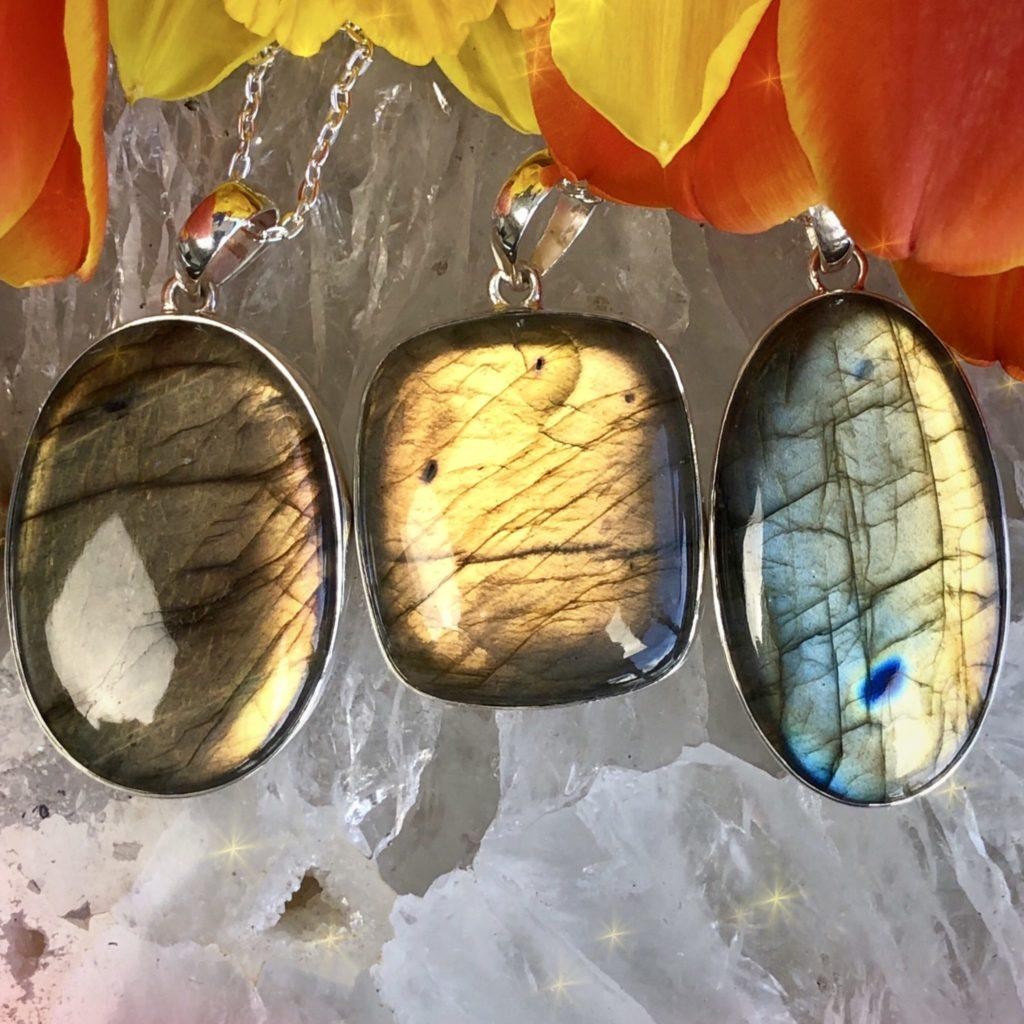Golden labradorite pendants for courage and trusting you’re enough