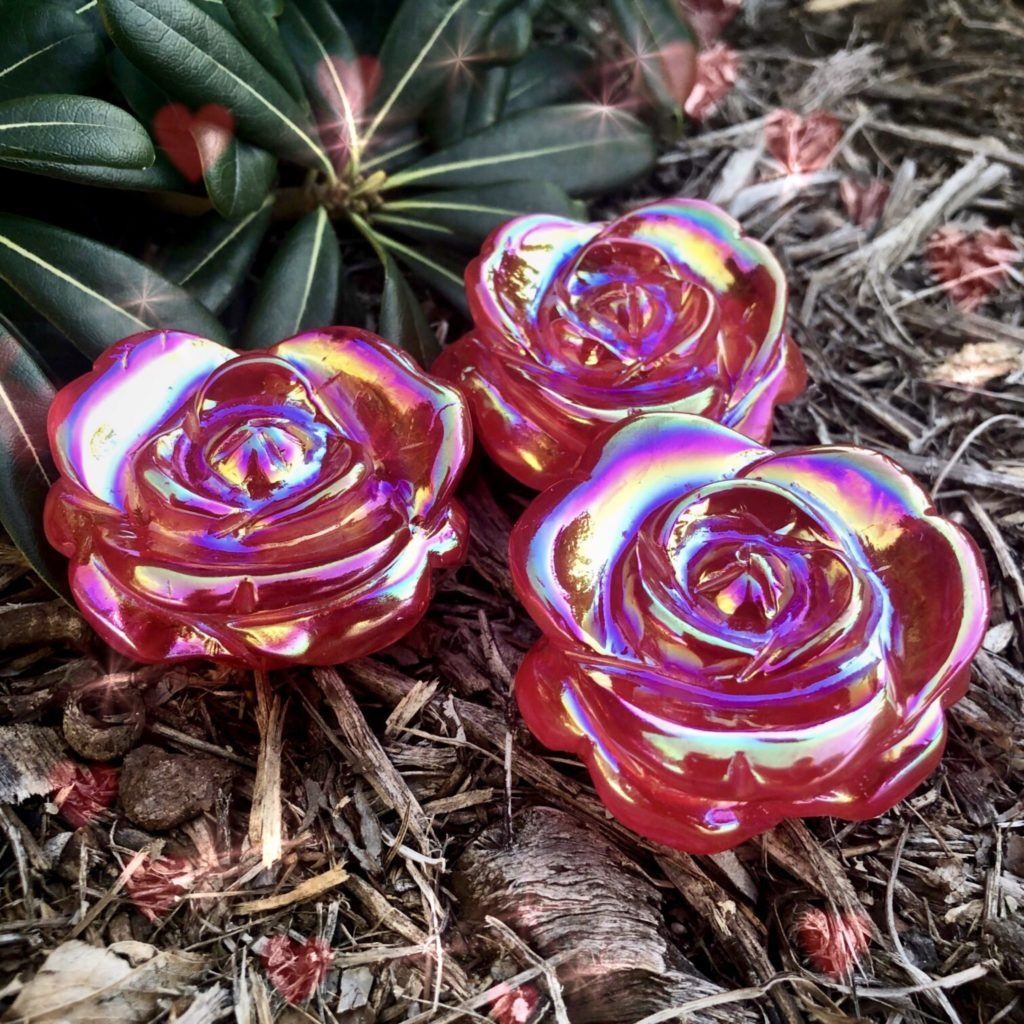Tucson at Twilight: Red Aura Rose Quartz Roses for grounded love