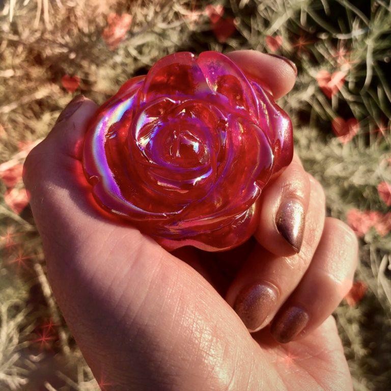 Tucson at Twilight: Red Aura Rose Quartz Roses for grounded love