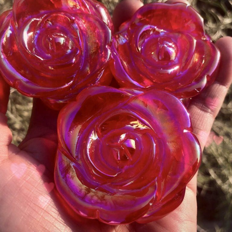 Tucson at Twilight: Red Aura Rose Quartz Roses for grounded love