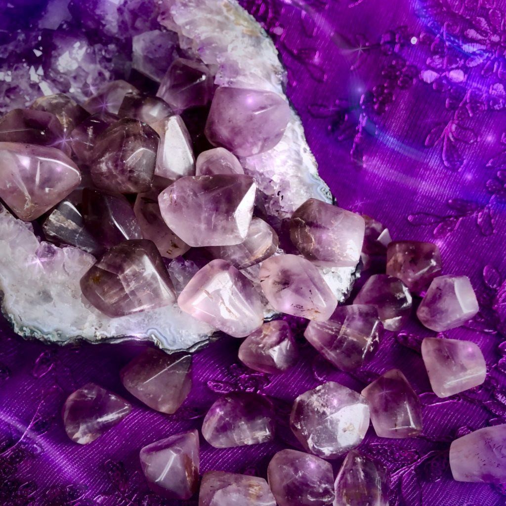 Tumbled elestial amethyst for communication with higher dimensions