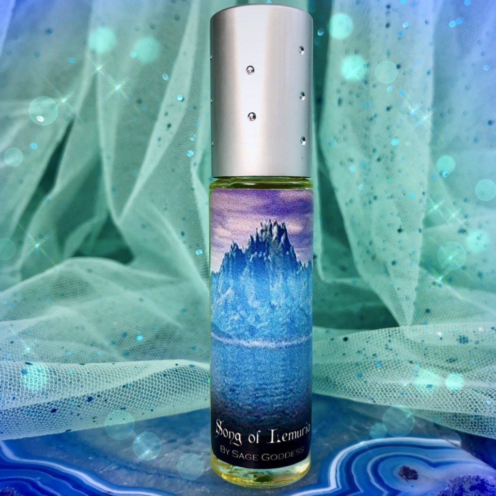 Lemurian quartz points with a free bottle of Song of Lemuria Perfume