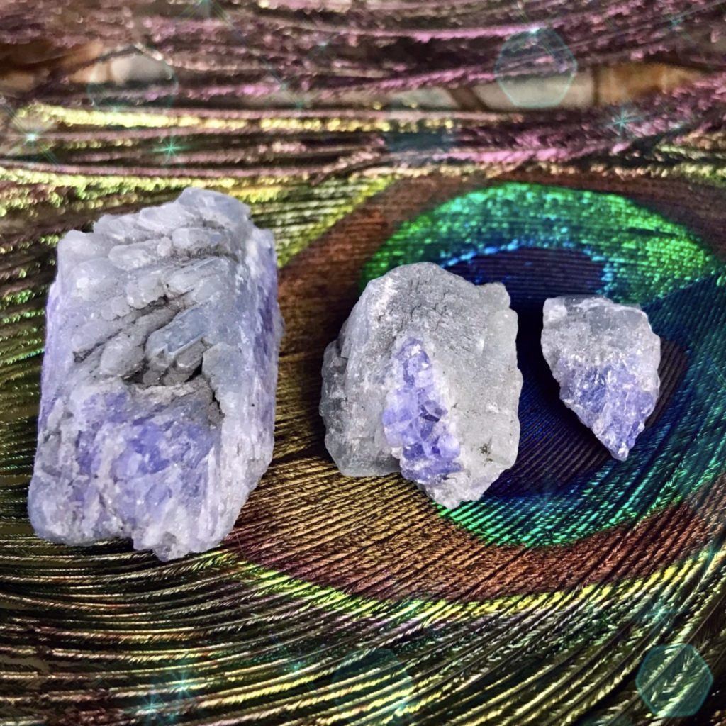 Natural blue prehnite with tanzanite for insight and heart-mind connection