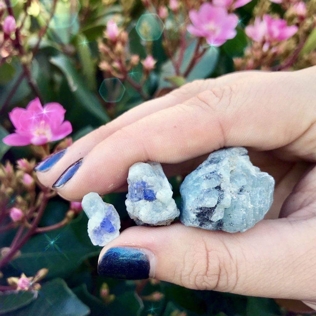 Natural blue prehnite with tanzanite for insight and heart-mind connection