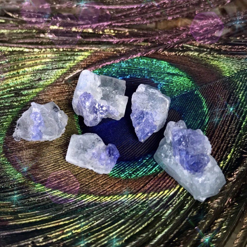 Natural blue prehnite with tanzanite for insight and heart-mind connection