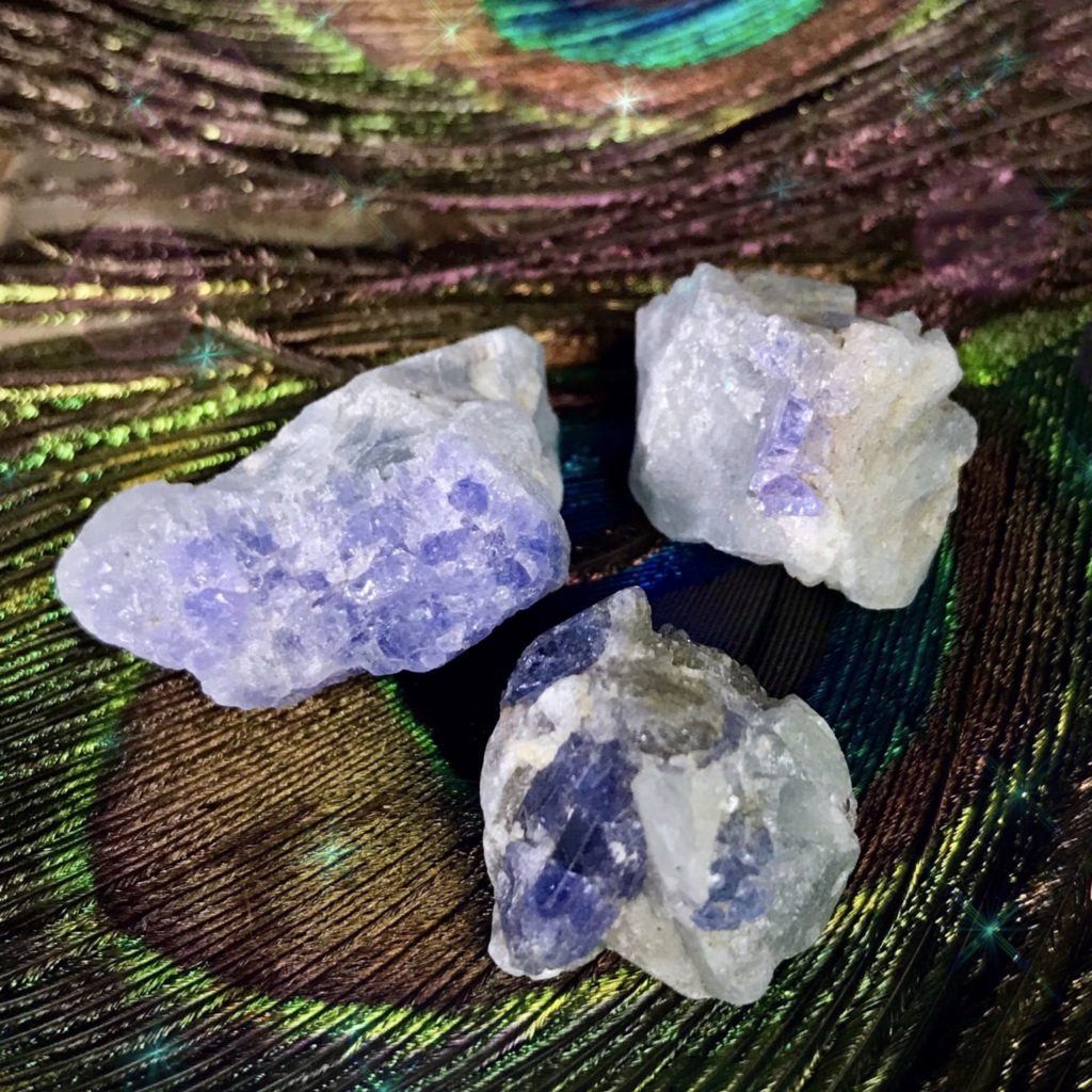 Natural blue prehnite with tanzanite for insight and heart-mind connection