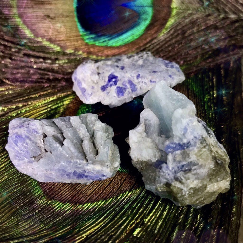 Natural blue prehnite with tanzanite for insight and heart-mind connection