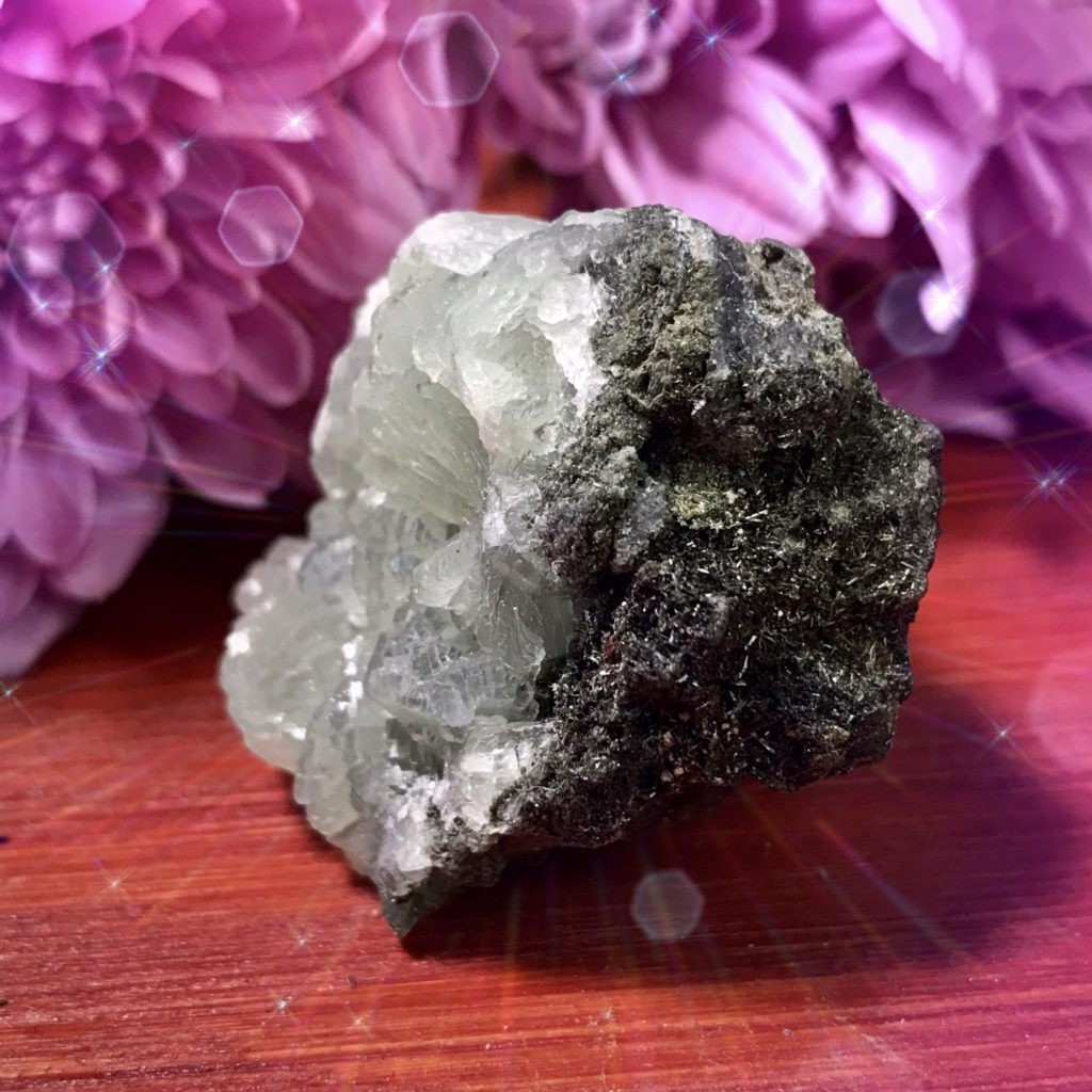 Natural prehnite with epidote for self-care and healthy boundaries