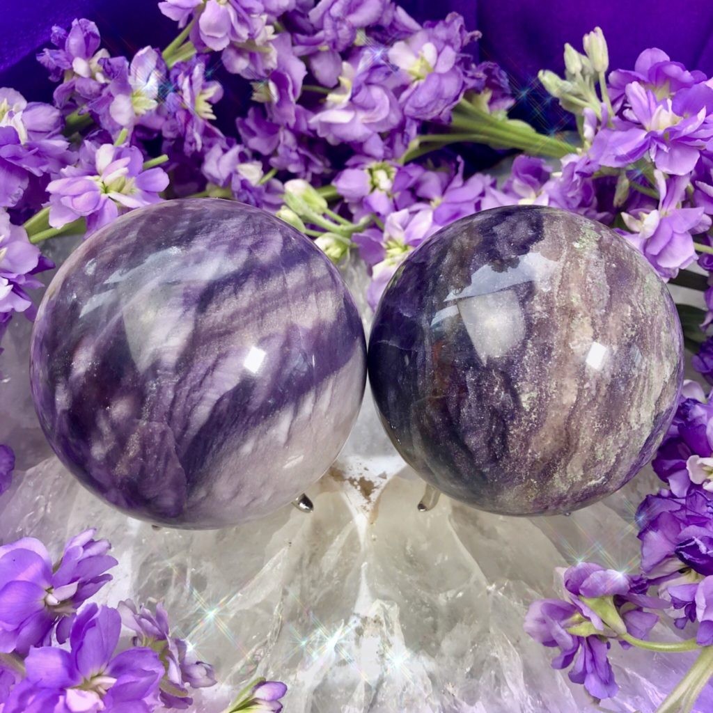 Purple Velvet Fluorite Spheres for psychic awareness and clarity