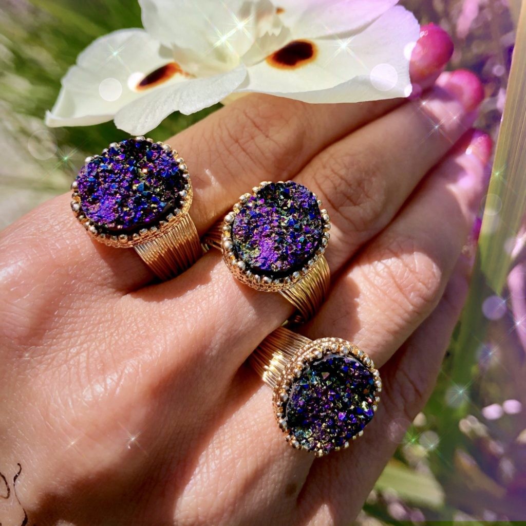 Titanium Aura Rainbow Body Rings for chakra alignment