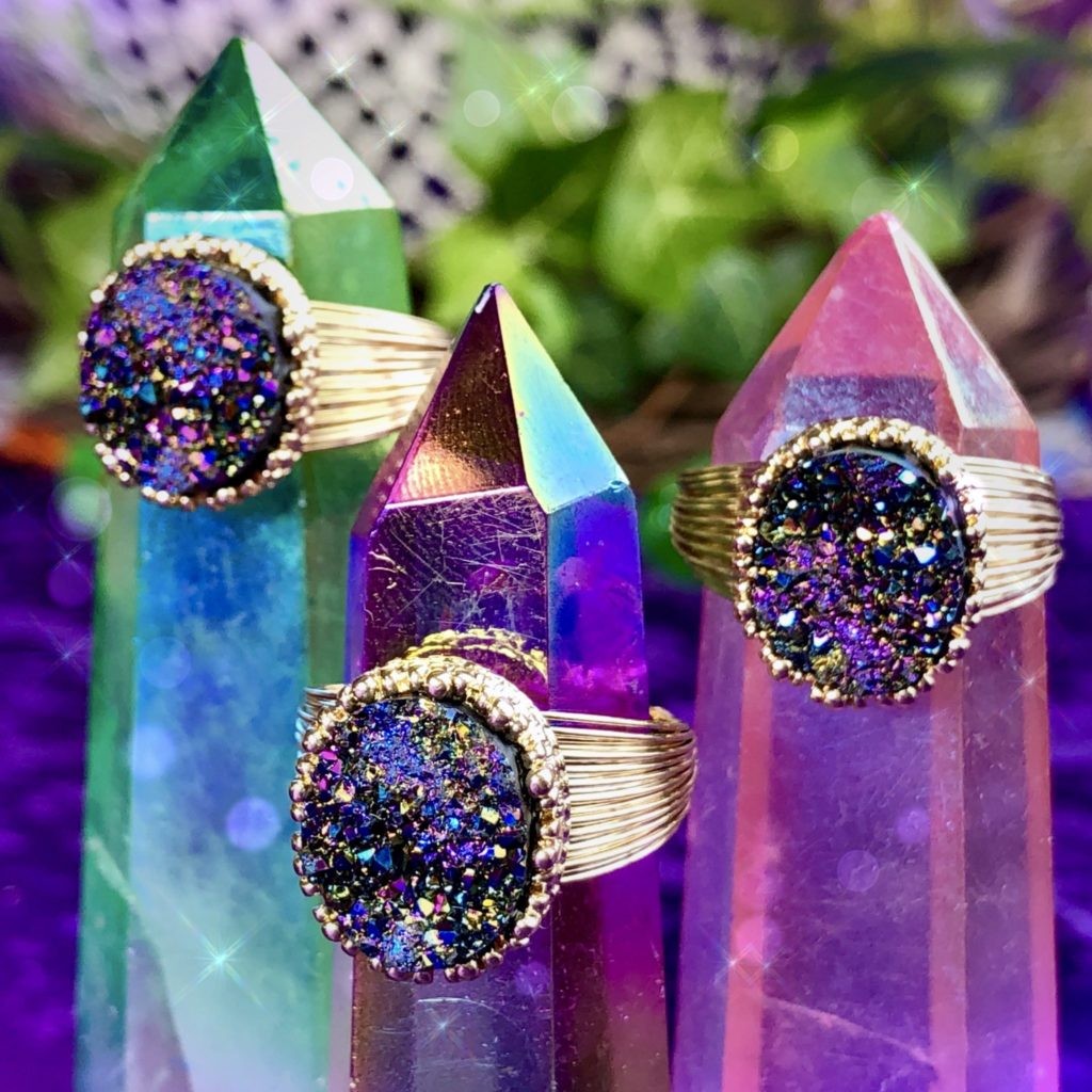 Titanium Aura Rainbow Body Rings for chakra alignment