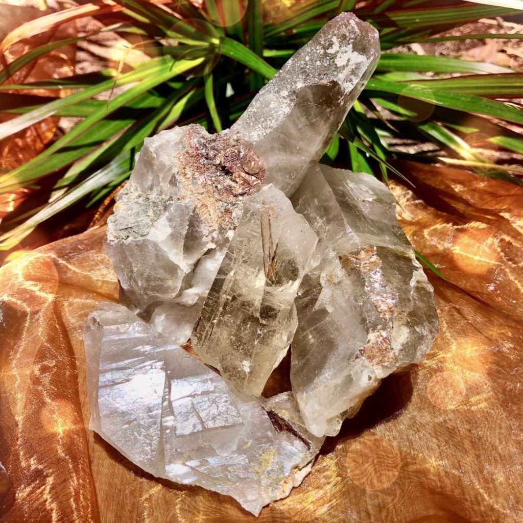 Skeletal elestial quartz with sagenite for aligning with your divine path