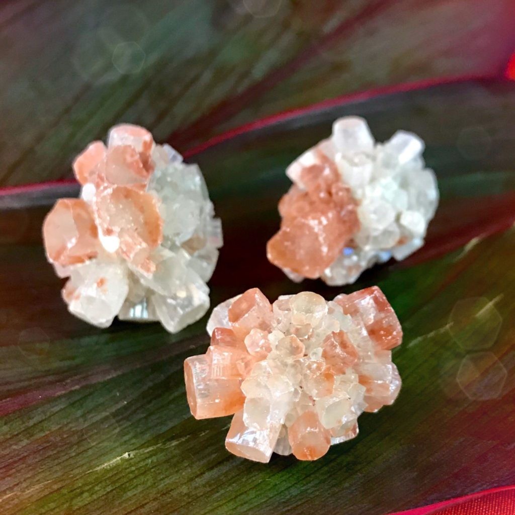 Red and white aragonite clusters for healing and focus