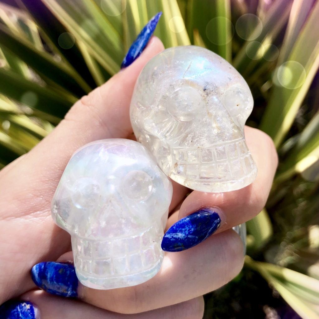 Opal aura quartz skulls for enlightened ancestral wisdom