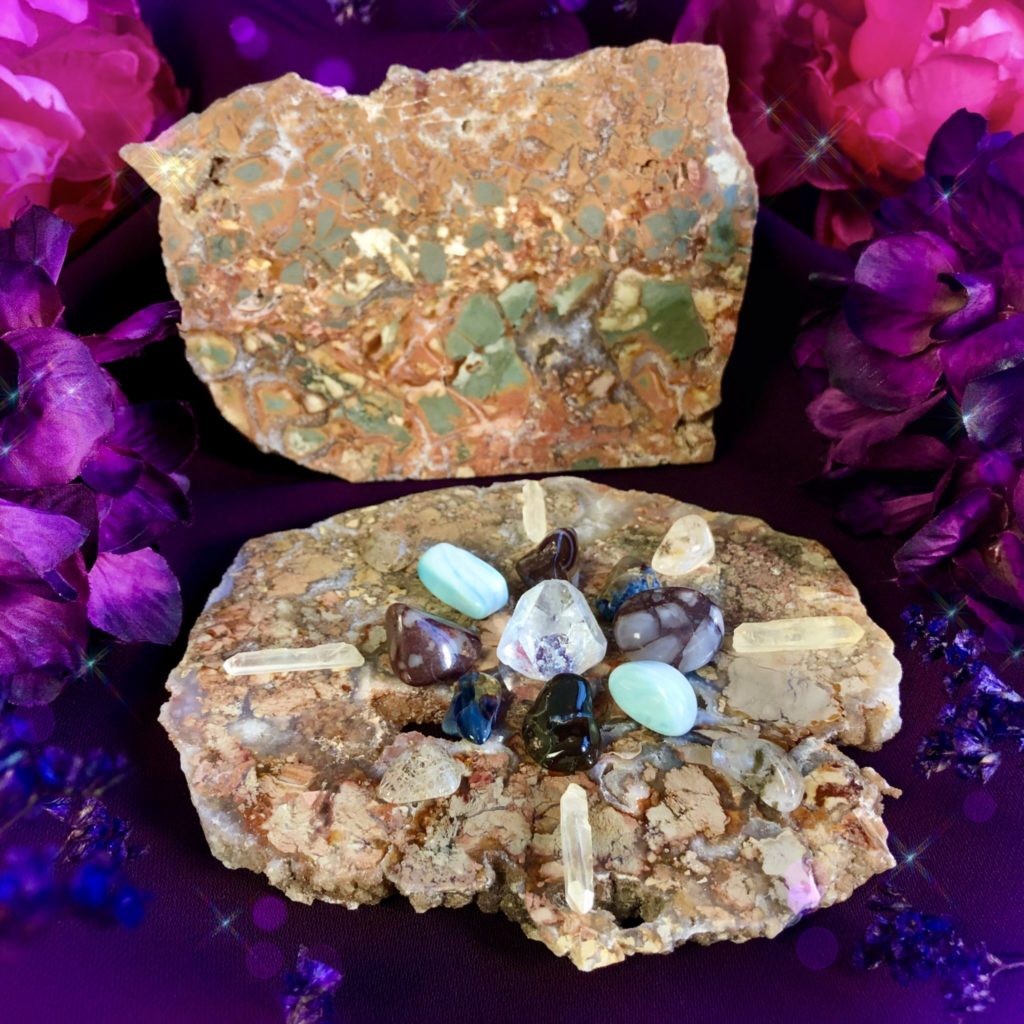 Ascended Masters Ibis Jasper Soul Star Charging Plates with Crystal Grid