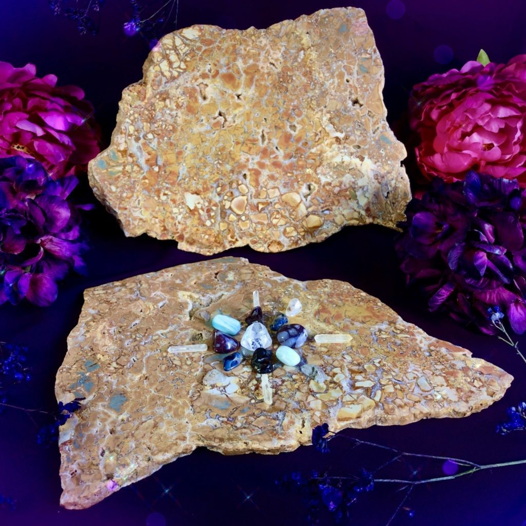 Ascended Masters Ibis Jasper Soul Star Charging Plates with Crystal Grid