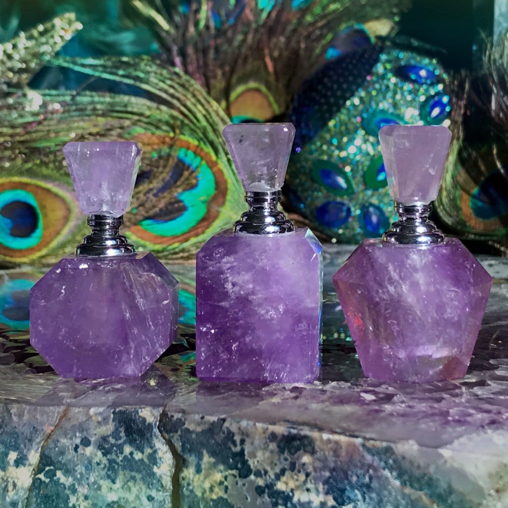Peace and Harmony Amethyst Perfume Bottles with Amethyst Perfume