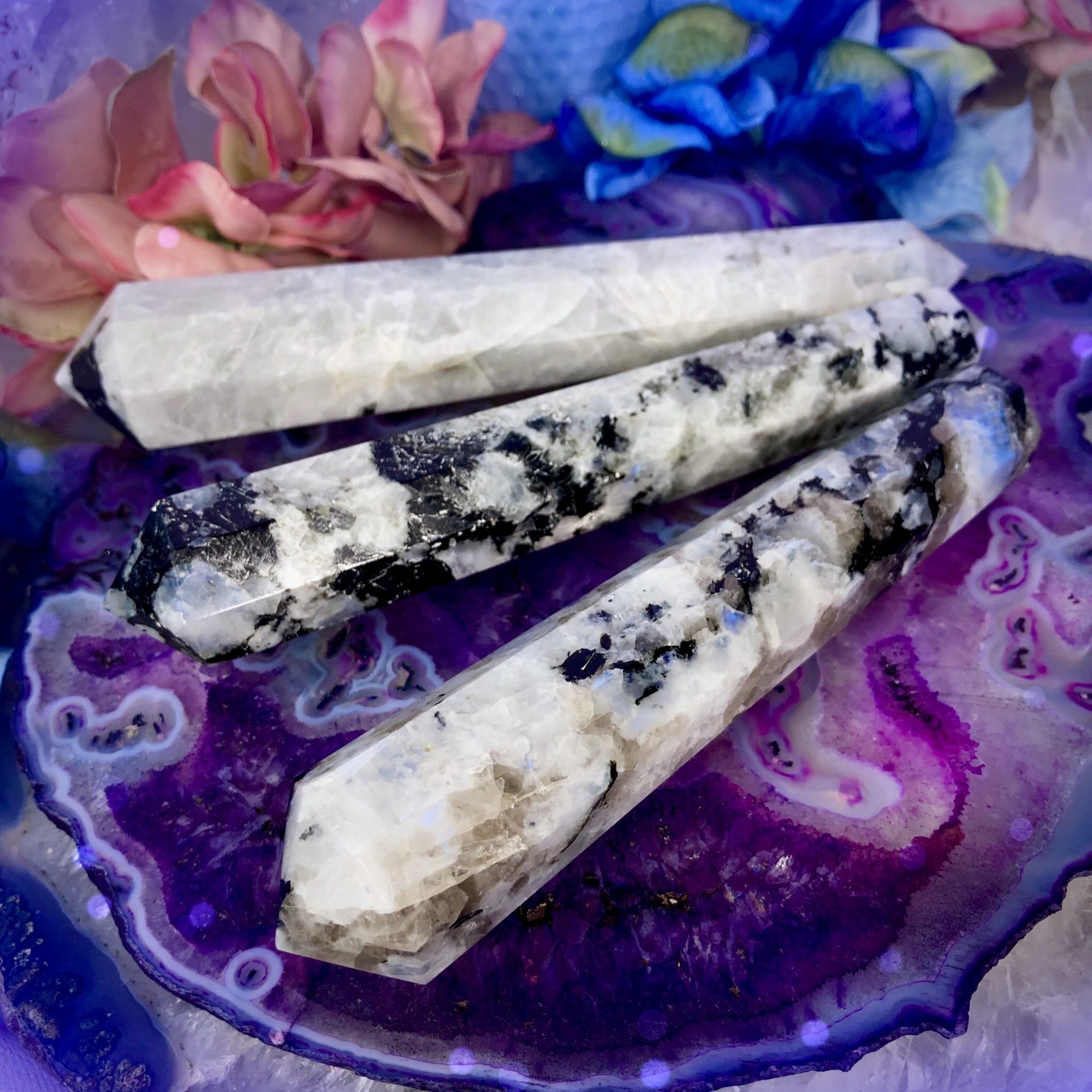 Lunar Magic Rainbow Moonstone Double Terminated Wands
