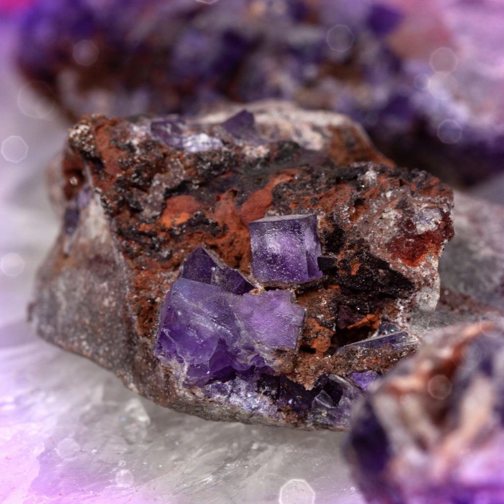 Grounded Soul Pathing Purple Fluorite on Limonite for clarity