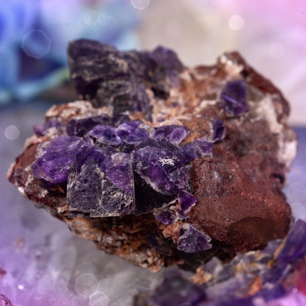 Grounded Soul Pathing Purple Fluorite on Limonite for clarity