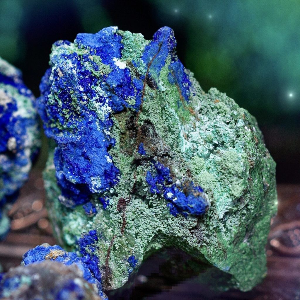 Greek Azurite with Selenite Priestess Stones for vision and feminine magic