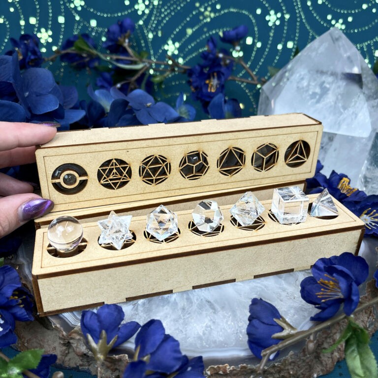 Sage Goddess Clear Quartz Sacred Geometry Set for universal awareness